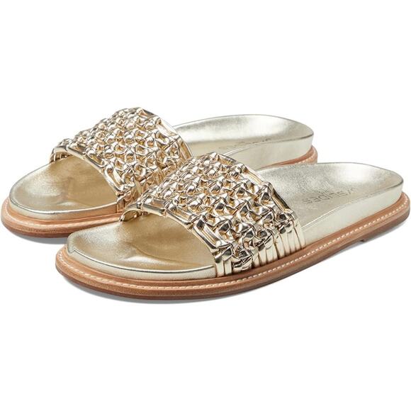 J/SLIDES | Shoes | Jslides Nyc Robie Woven Metallic Gold Slides Womens ...
